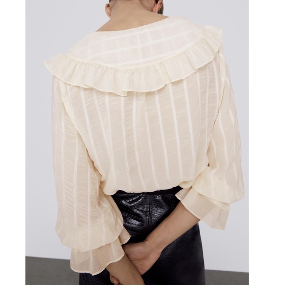 Zara | Tops | Zara Organza Ruffled Blouse | Poshmark